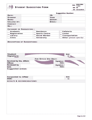 Suggestion Form Template Word | pdfFiller