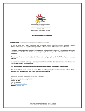Fillable Online NFVF VENDOR APPLICATION FORM Fax Email Print - pdfFiller