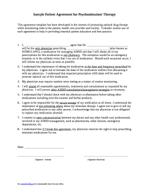 Sample Patient Agreement for Psychostimulant Therapy Doc Template ...