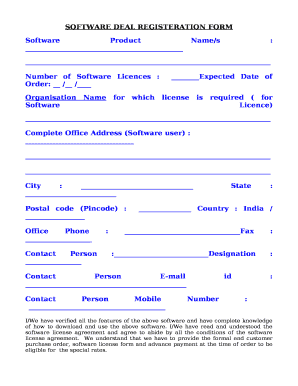 SOFTWARE DEAL REGISTERATION Doc Template | pdfFiller