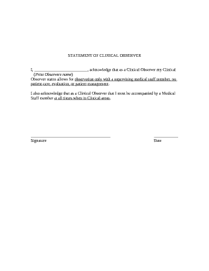 STATEMENT OF CLINICAL OBSERVER Doc Template | pdfFiller