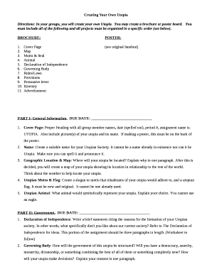 create your own utopia worksheet Doc Template | pdfFiller