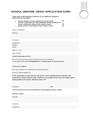 SCHOOL UNIGRANT APPLICATION - somersetrcc org Doc Template | pdfFiller