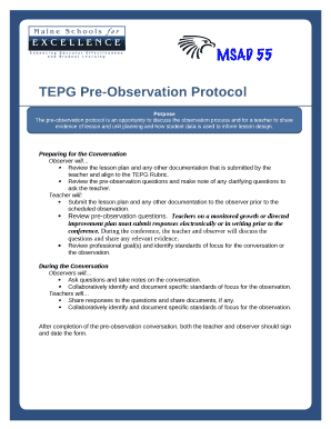 TEPG Pre-Observation Protocol Doc Template | pdfFiller