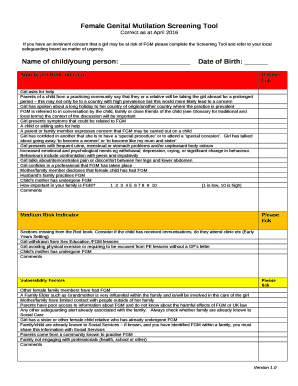 Female Genital Mutilation Screening Tool Doc Template | pdfFiller