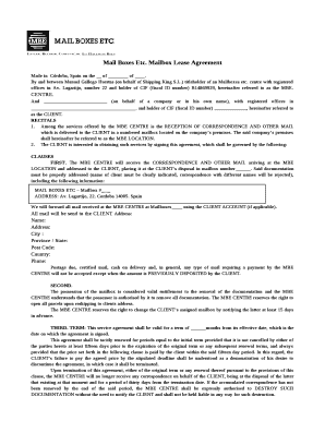 Mailbox Lease Agreement Doc Template | pdfFiller