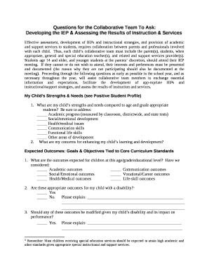 Questions for the Collaborative Team To Ask: Doc Template | pdfFiller