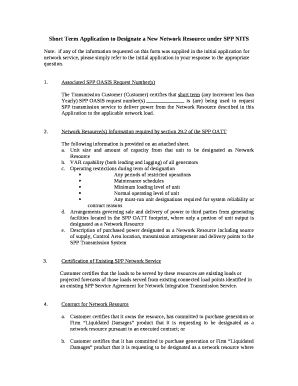Short Term Application to Designate a New Network Resource under SPP ...