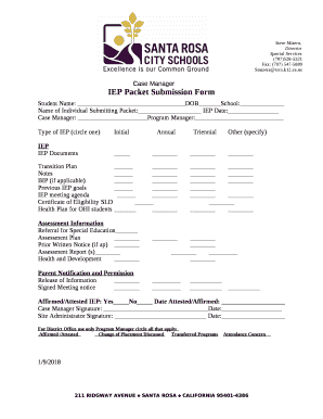 IEP Packet Submission Doc Template | pdfFiller