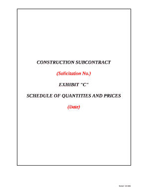 SCHEDULE OF QUANTITIES AND PRICES Doc Template | pdfFiller