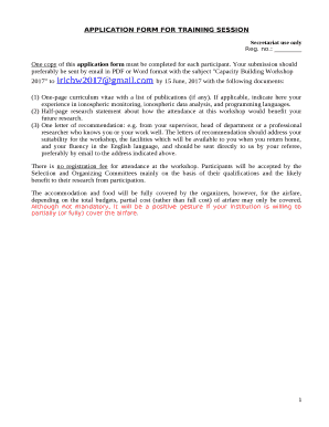 APPLICATION FOR TRAINING SESSION Doc Template | pdfFiller