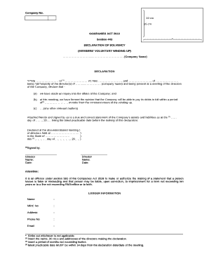 (MEMBERS VOLUNTARY WINDING UP) Doc Template | pdfFiller