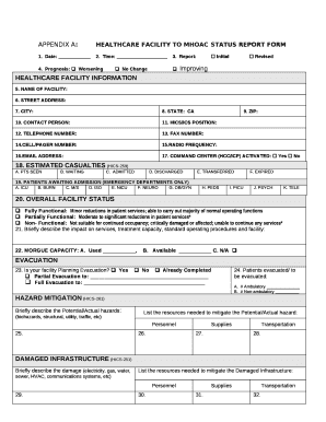 APPENDIX A:HEALTHCARE FACILITY TO MHOAC STATUS REPORT Doc Template ...