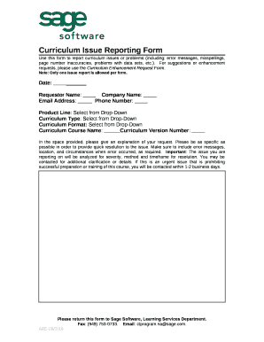 Curriculum Issue Reporting Doc Template | pdfFiller