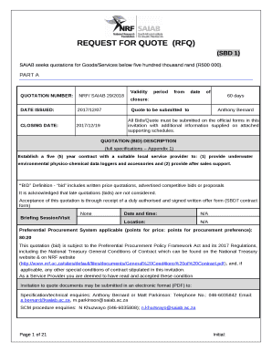 REQUEST FOR QUOTE(RFQ) Doc Template | pdfFiller