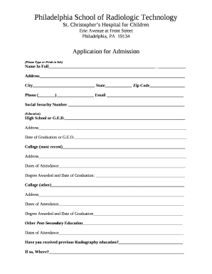 Philadelphia School of Radiologic Technology Doc Template | pdfFiller