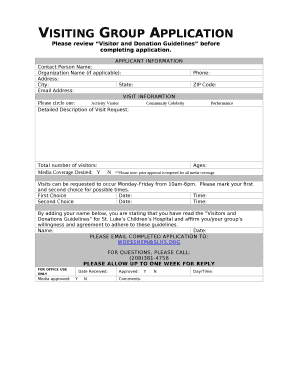 Visiting Group Application Doc Template | pdfFiller