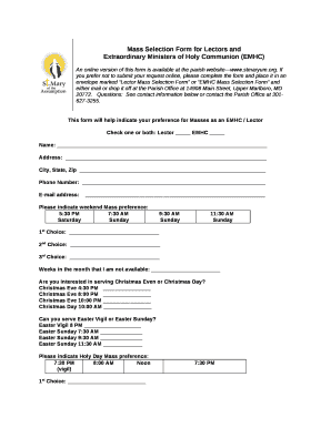 Mass Selection for Lectors and Doc Template | pdfFiller