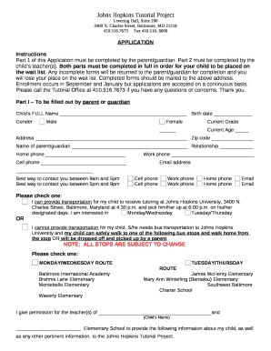 Part 1 of this Application must be completed by the parent/guardian Doc Template | pdfFiller