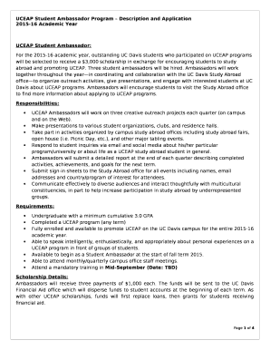 UCEAP Student Ambassador Program Description and Application Doc ...