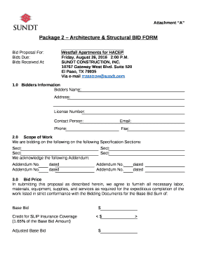 Package 2 Architecture & Structural BID Doc Template | pdfFiller