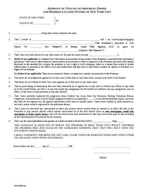 Affidavit of Title by an Individual Owner Doc Template | pdfFiller