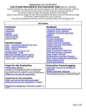 List of jobs descriptions and Evaluation tools (Revision 4/26/2010) Doc ...