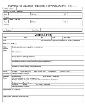 Swannanoa Fire Department Field worksheet for Vehicle & WildfireEXP ...