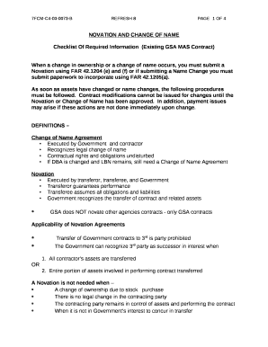 NOVATION AND CHANGE OF NAME Doc Template | pdfFiller