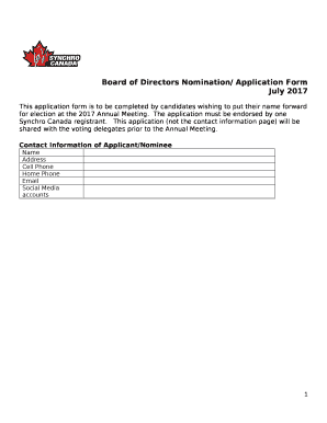 Board of Directors Nomination/ Application Doc Template | pdfFiller