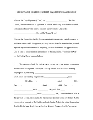 STORMWATER CONTROL FACILITY MAINTENANCE AGREEMENT Doc Template | pdfFiller