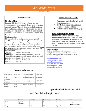 Specials Schedule for the Third Doc Template | pdfFiller
