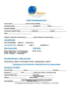 Korea Visa Request Doc Template | pdfFiller