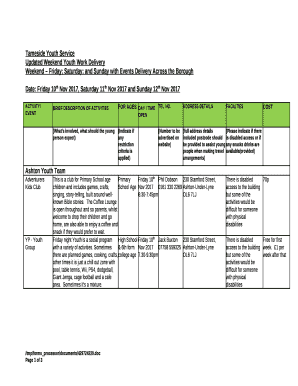 Tameside Youth Service template Doc Template | pdfFiller