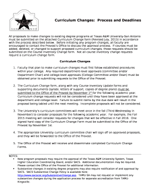 Curriculum Changes:Process and Deadlines Doc Template | pdfFiller