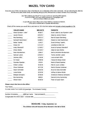 MAZEL TOV CARD Doc Template | pdfFiller