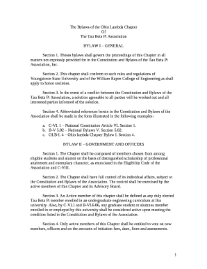 The Bylaws of the Ohio Lambda Chapter Doc Template | pdfFiller