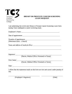 BREAST OR PROSTATE CANCER SCREENING Doc Template | pdfFiller