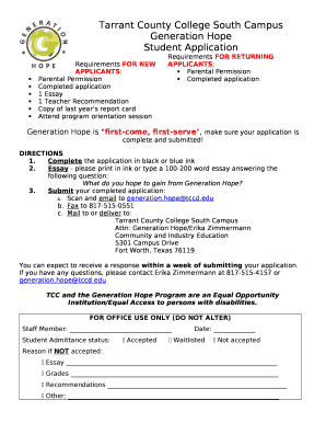 Tarrant County College South Campus Doc Template | pdfFiller