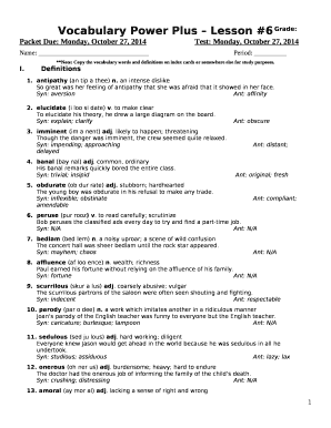 Vocabulary Power Plus Lesson #6 Doc Template | pdfFiller