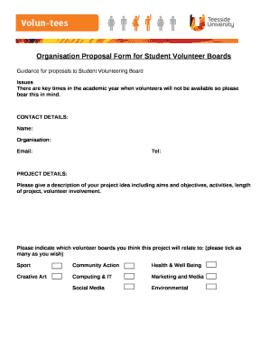 Organisation Proposal for Student Volunteer Boards Doc Template | pdfFiller