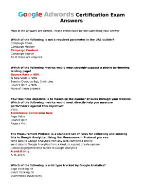 Google Adwords Certification Exam Answers Doc Template | pdfFiller