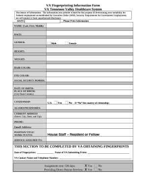 VA Fingerprinting Ination Doc Template | pdfFiller