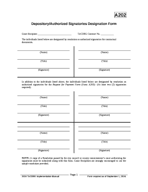 Depository/Authorized Signatories Designation Doc Template | pdfFiller