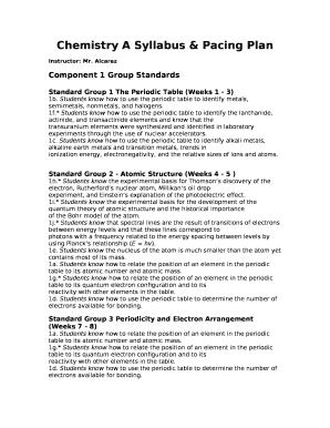 Chemistry A Syllabus & Pacing Plan Doc Template | pdfFiller