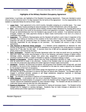 Highlights of the Military Resident Occupancy Agreement Doc Template ...