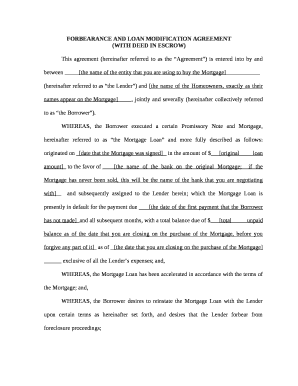 FORBEARANCE AND LOAN MODIFICATION AGREEMENT Doc Template | pdfFiller