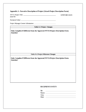 Appendix A Narrative Description of Project (Attach Project Description ...