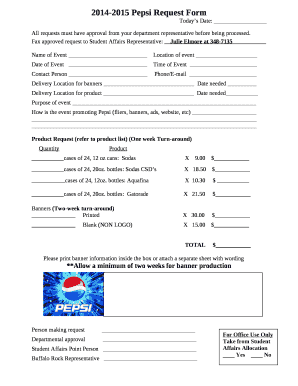 2014-2015 Pepsi Request Doc Template | pdfFiller