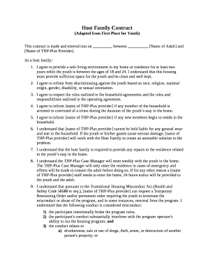 Host Family Contract Doc Template | pdfFiller